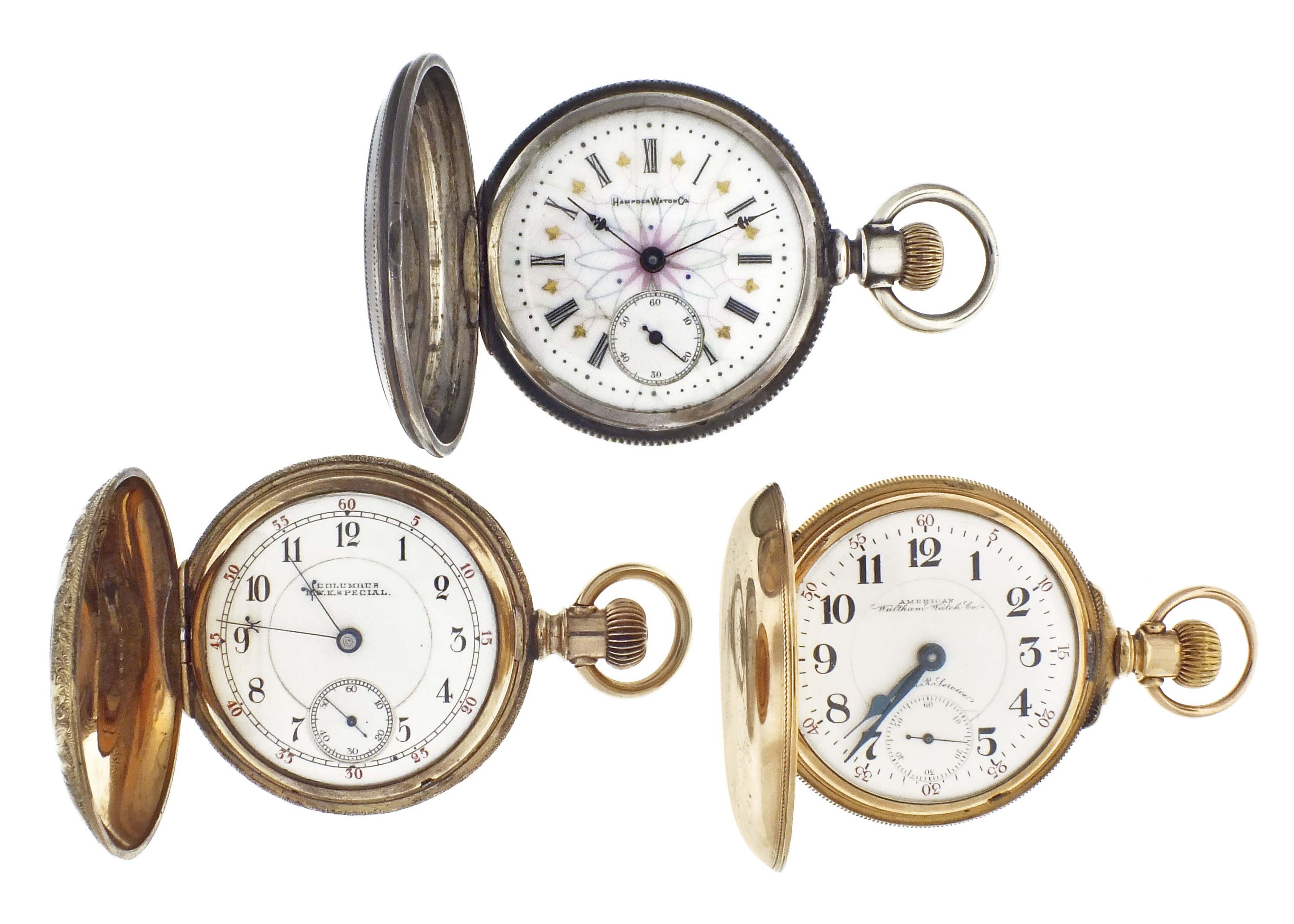 A lot of three American pocket watches