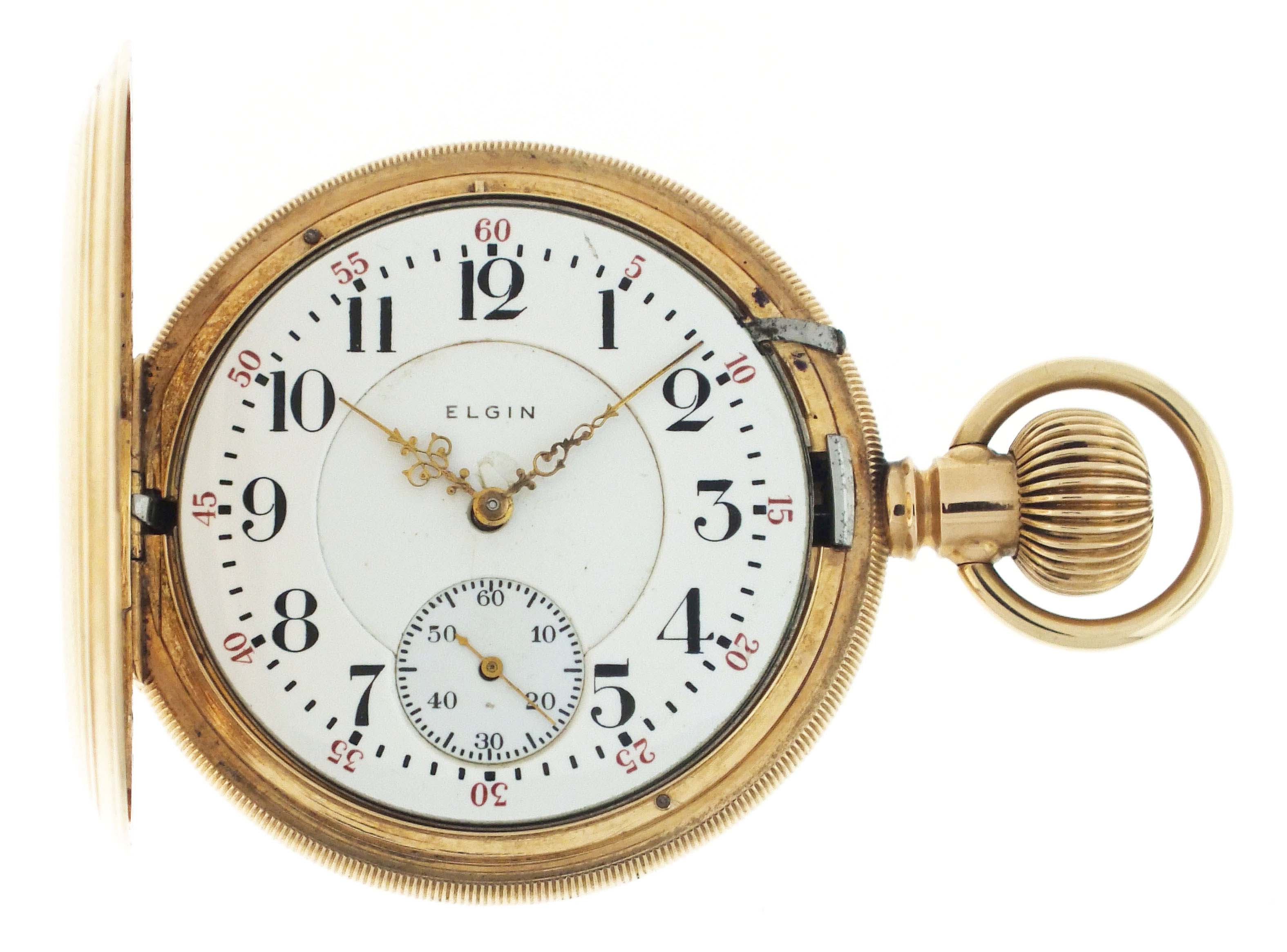An early 20th century Elgin Father Time pocket watch with gold hunting case