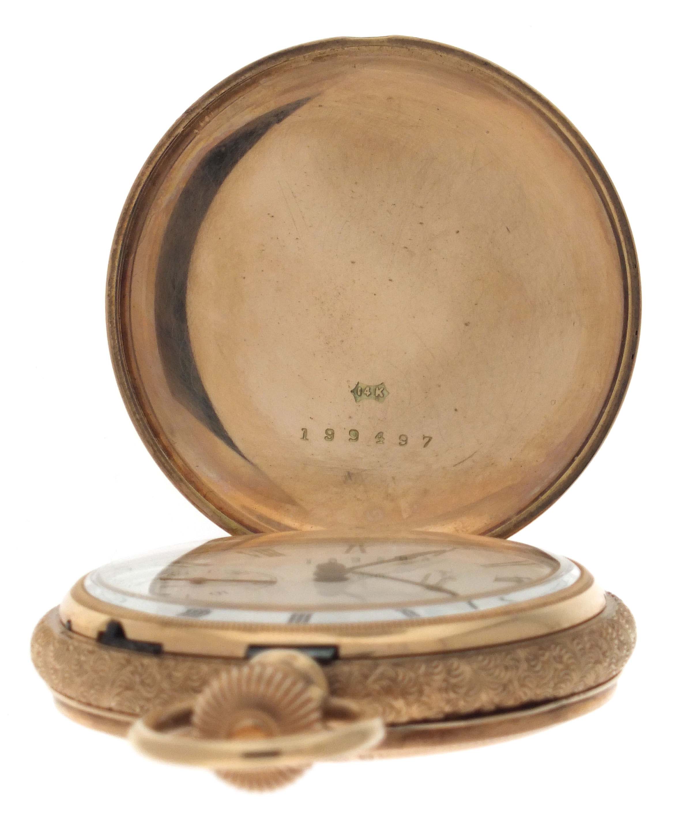 A good Waltham model 1872 Riverside with well preserved 14 karat gold hunting case