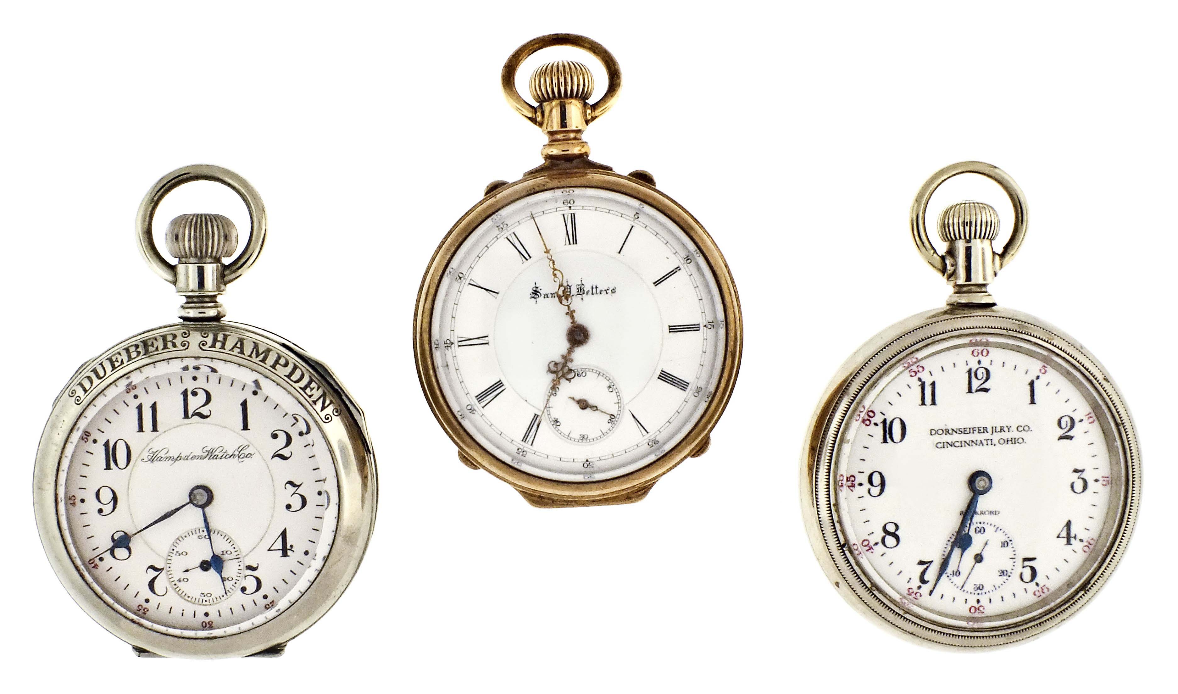 A lot of three American pocket watches