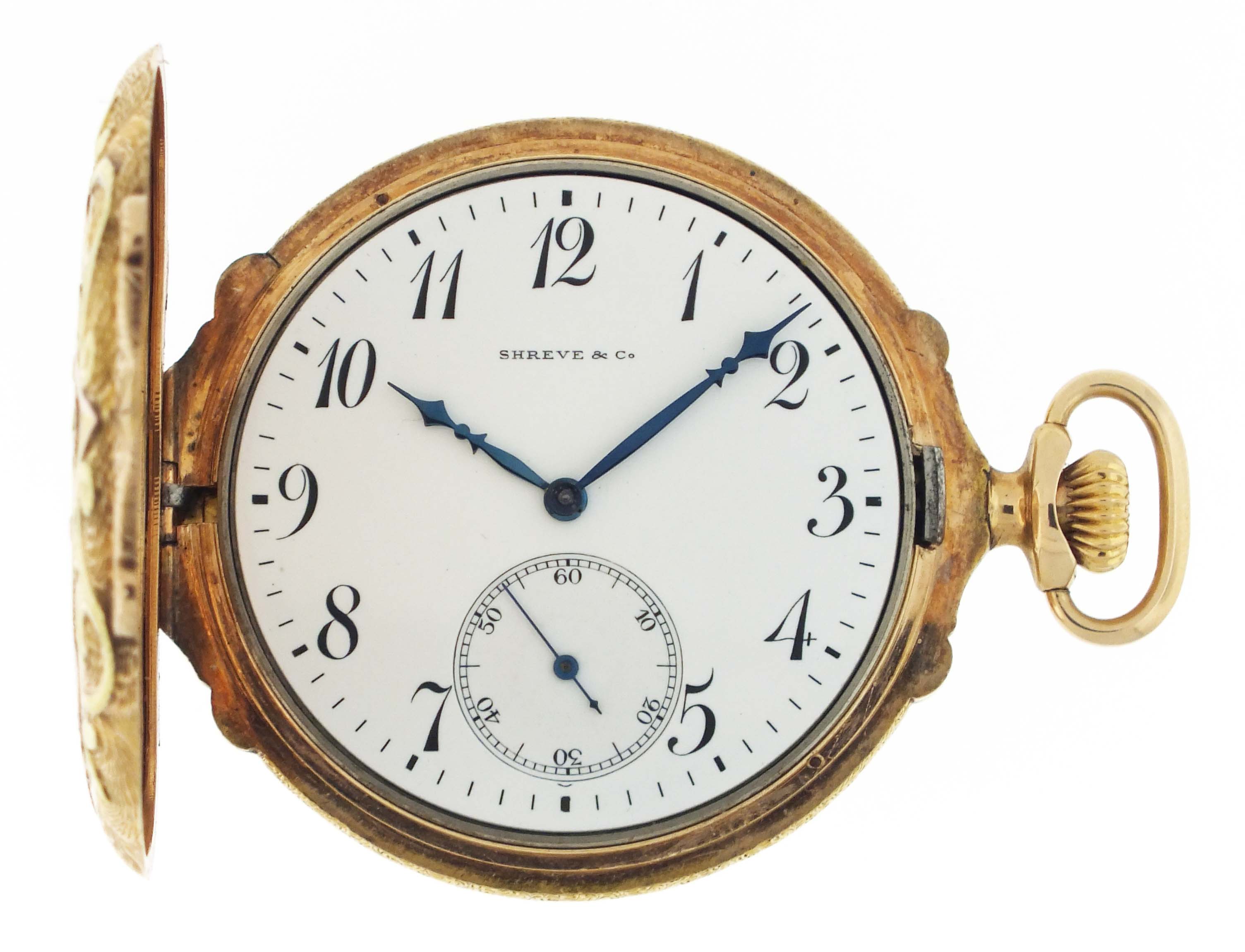 An early 20th century Longines pocket watch with very decorative three ...