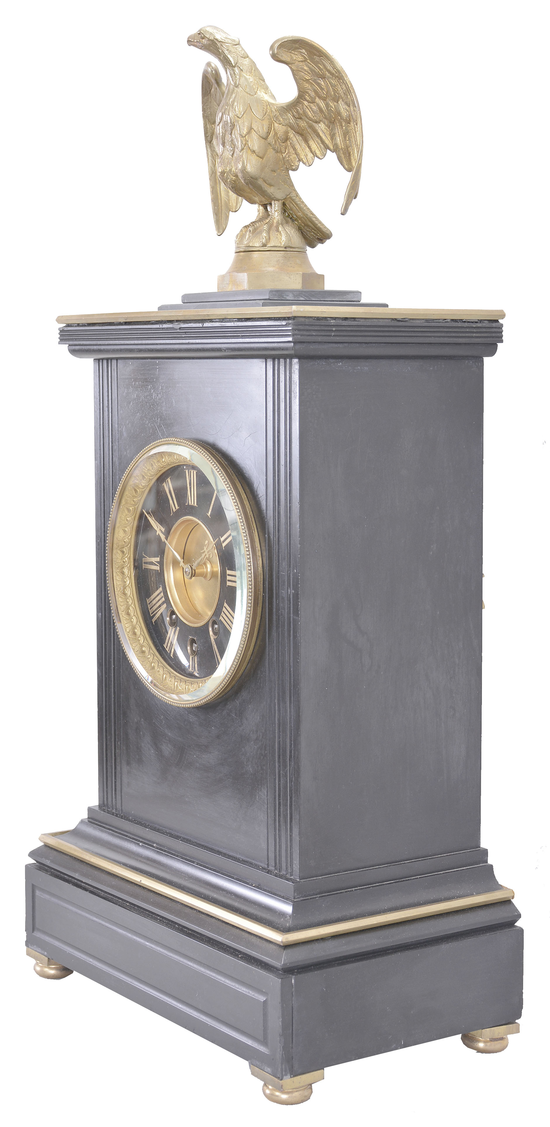 German, slate mantel clock chiming on 8 nested bells