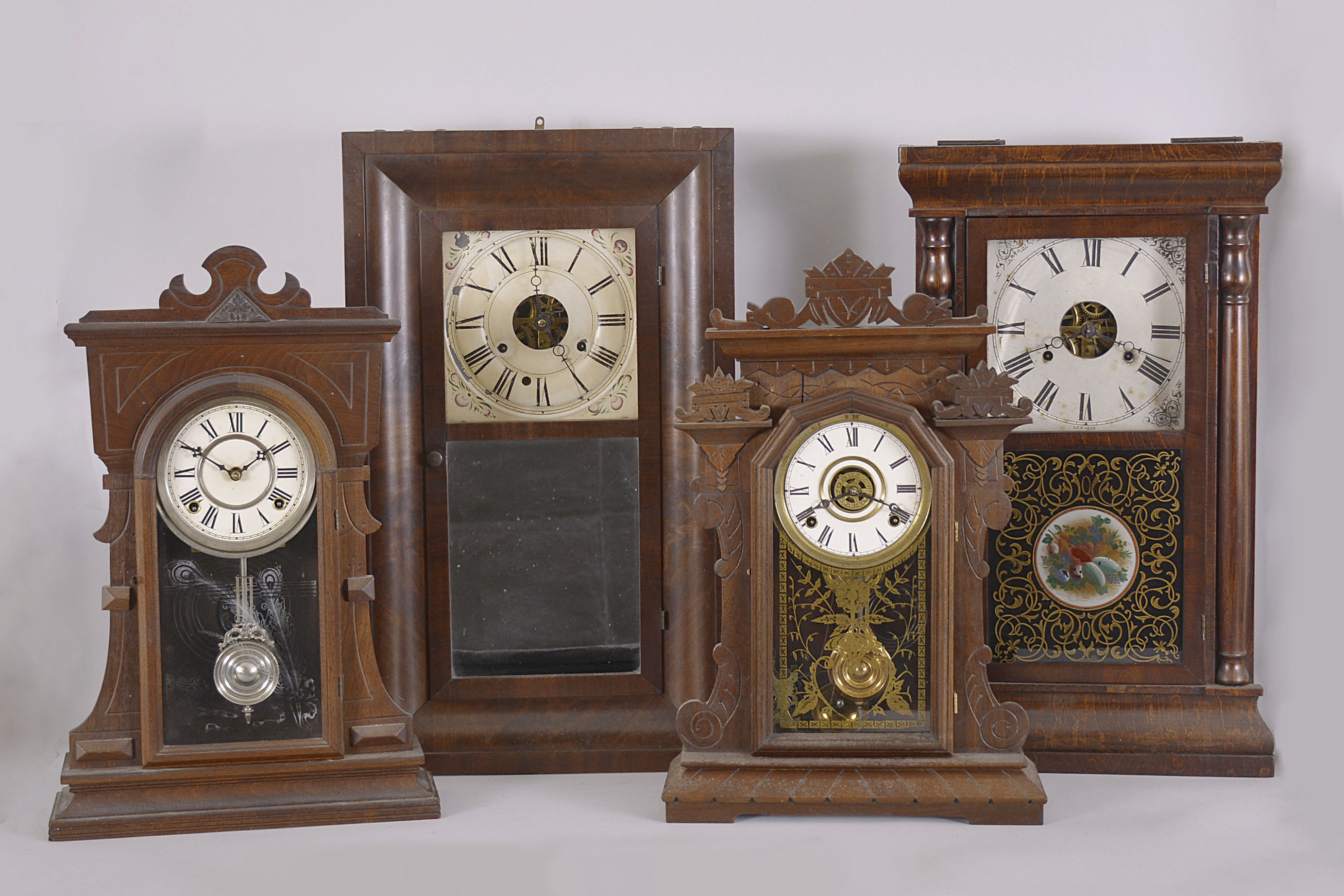 Four Connecticut Shelf Clocks, two spring driven, two weight driven,