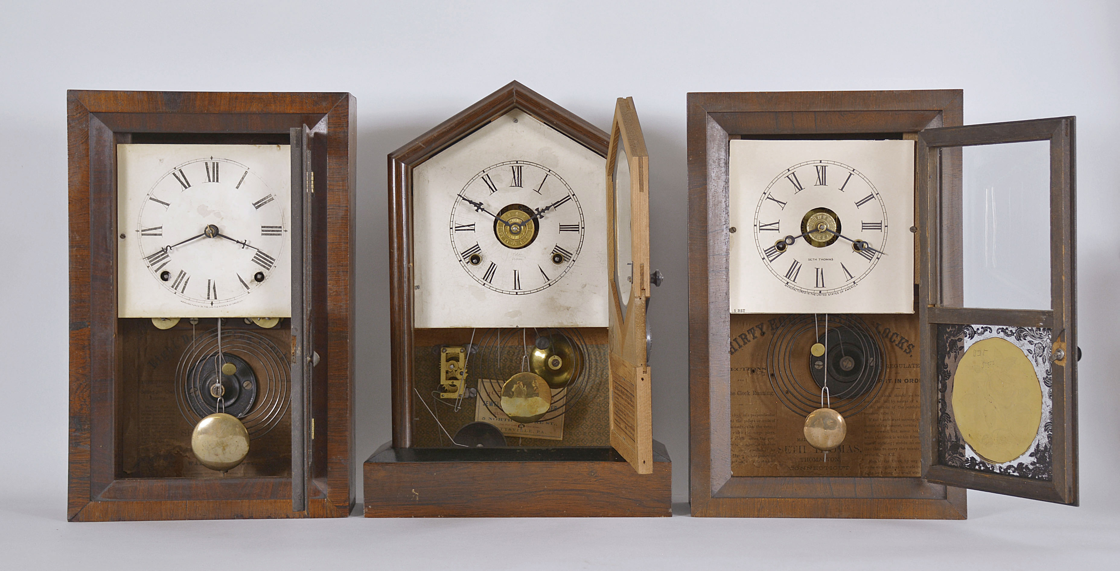 Three Clocks- Jerome shelf clock and two Seth Thomas kitchen models