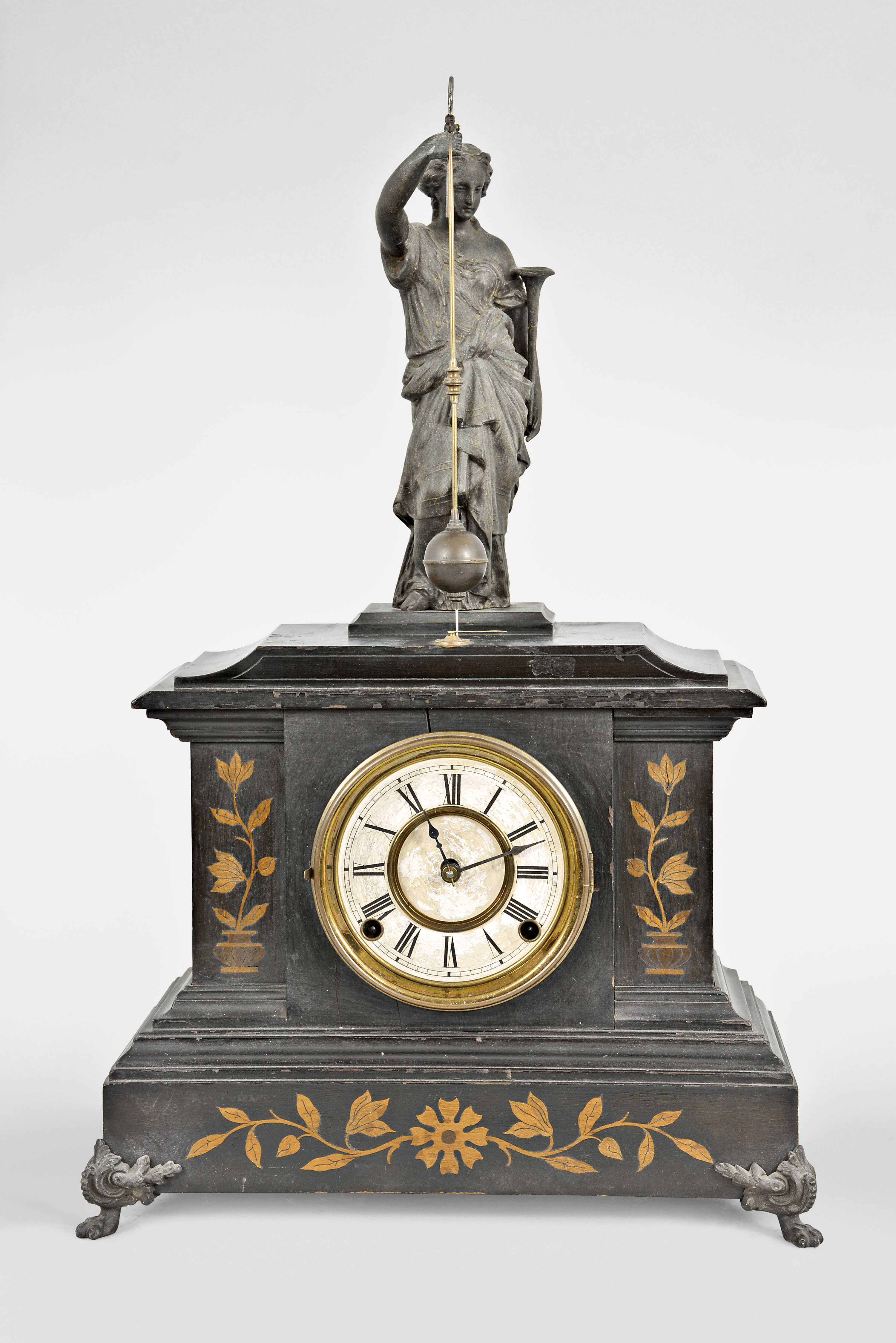 F. Kroeber Clock Co. "Noisless Rotary No. 3", rotary pendulum mantel clock.