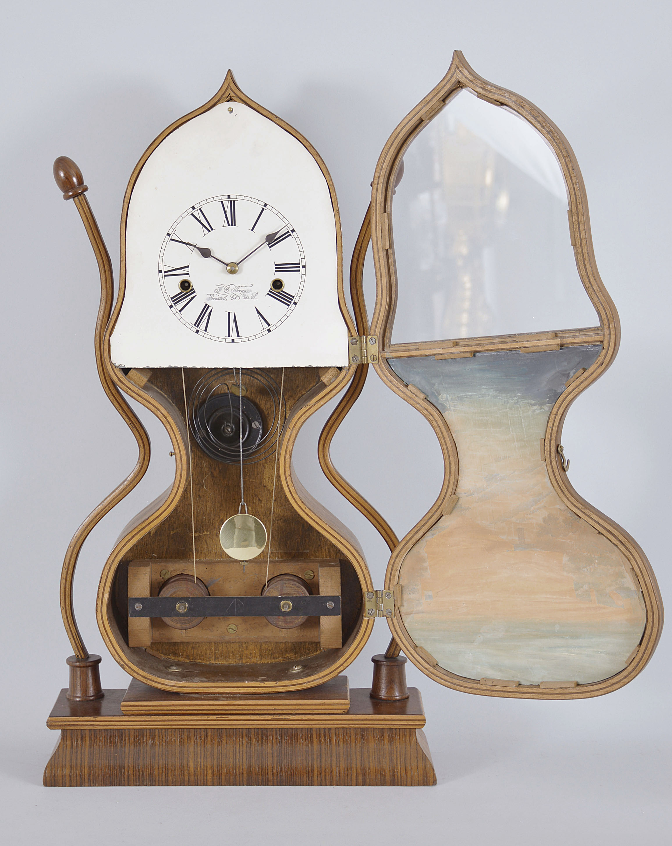 Reproduction J.C. Brown fusee acorn shelf clock.