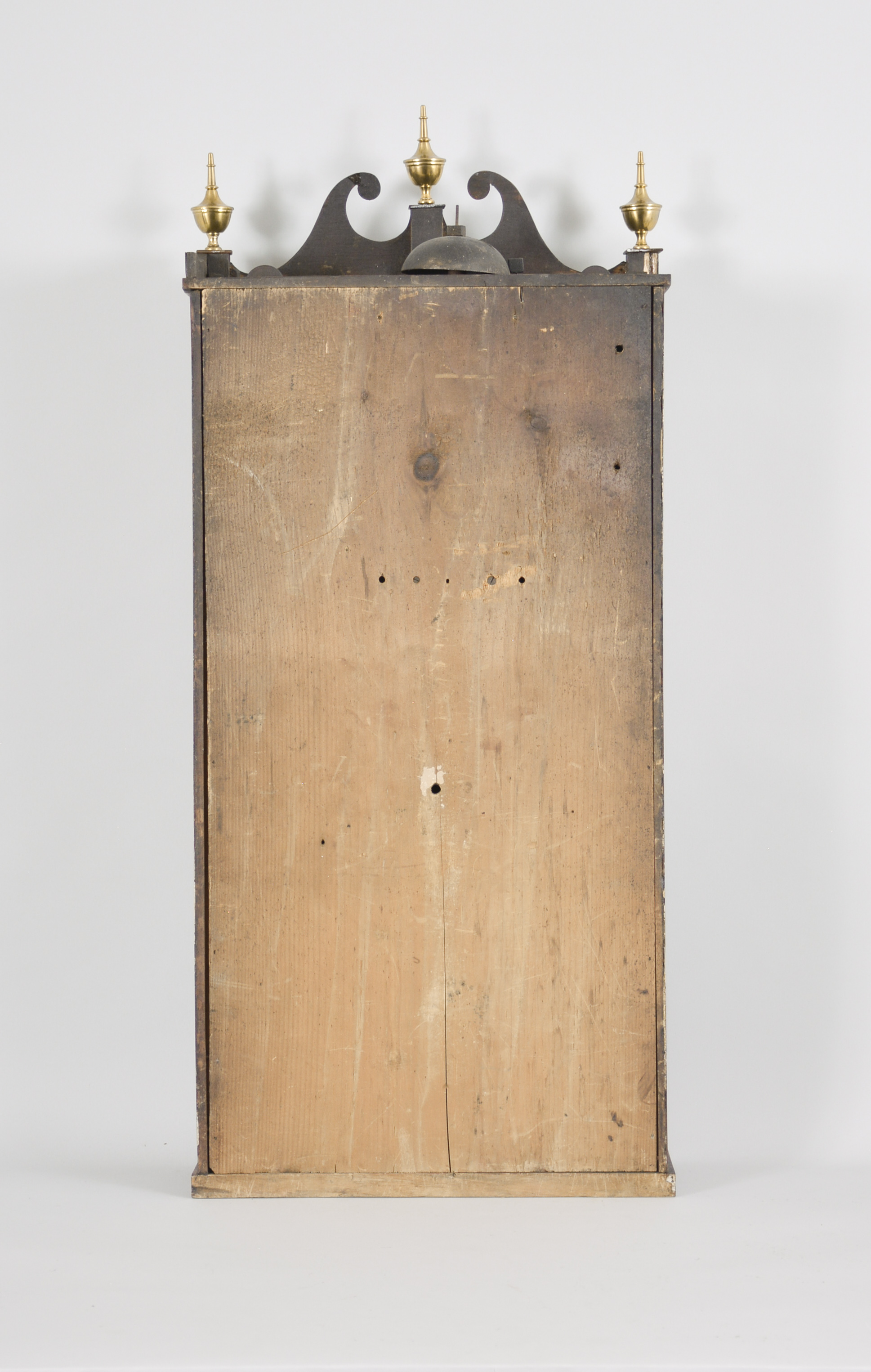 Orrin Hart wood movement reeded pilaster & scroll top shelf clock.