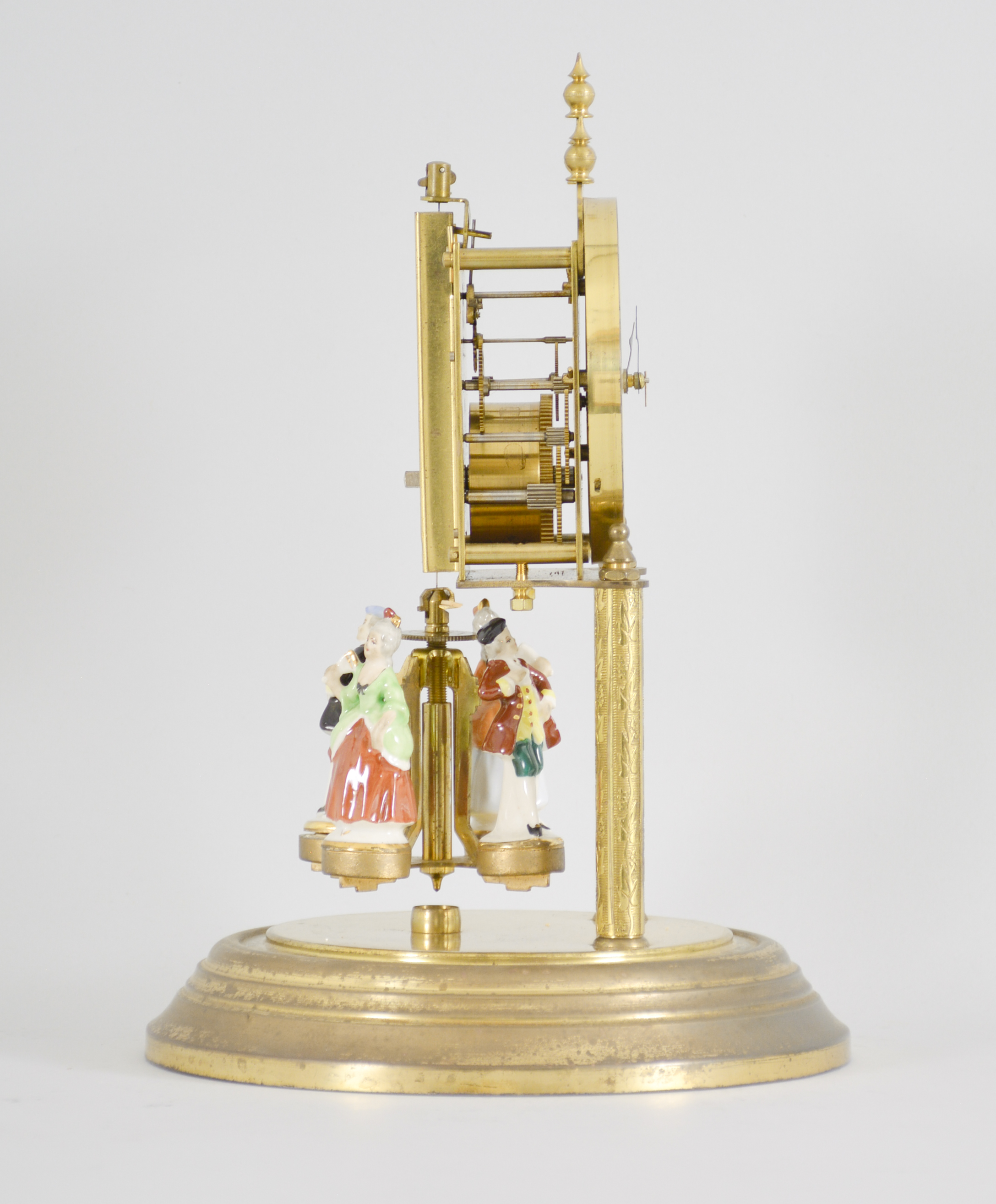 Forestville Clock Co. 400-day clock with four ceramic figures on the ...