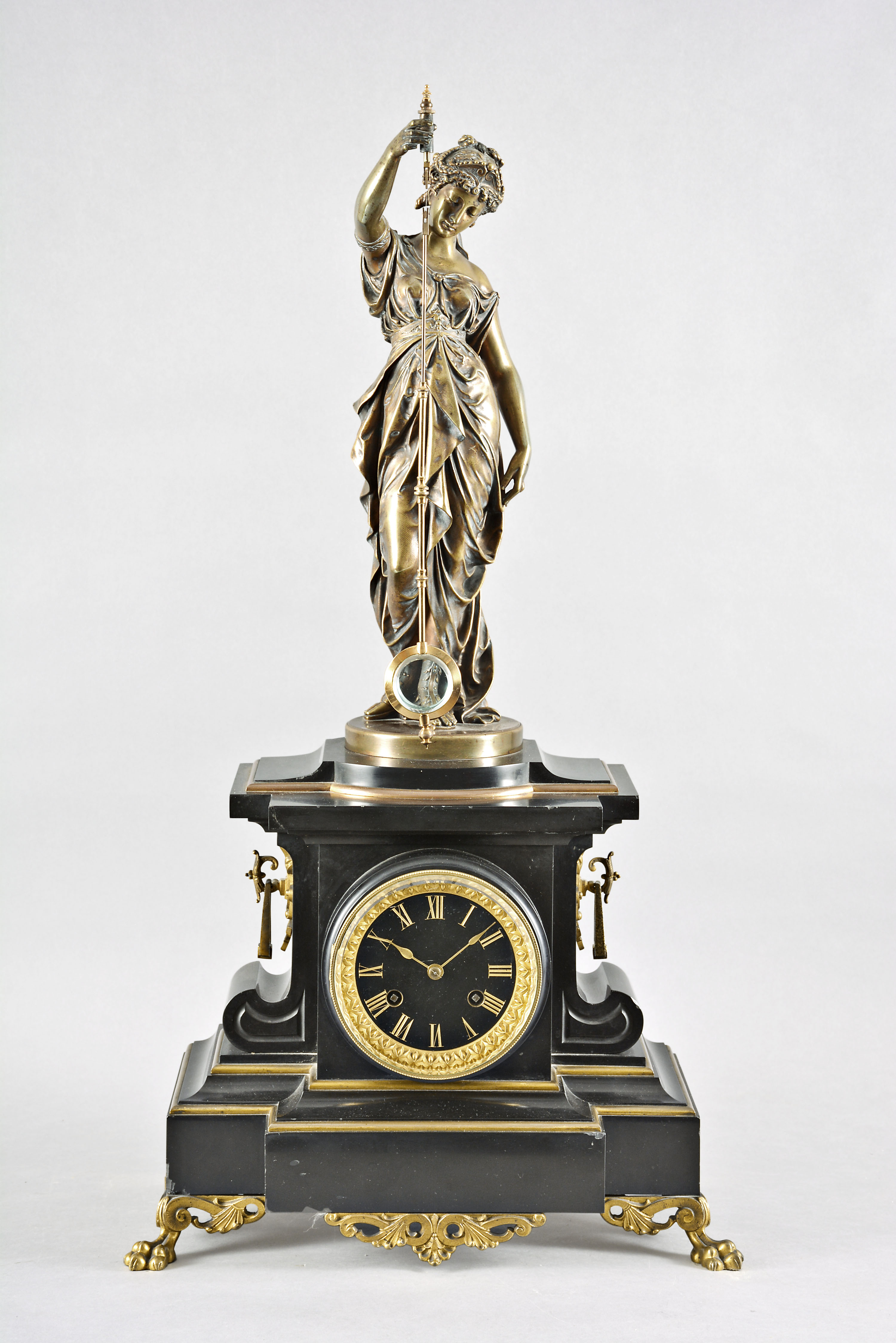 Guilmet mystery clock with crank and stirrup escapement