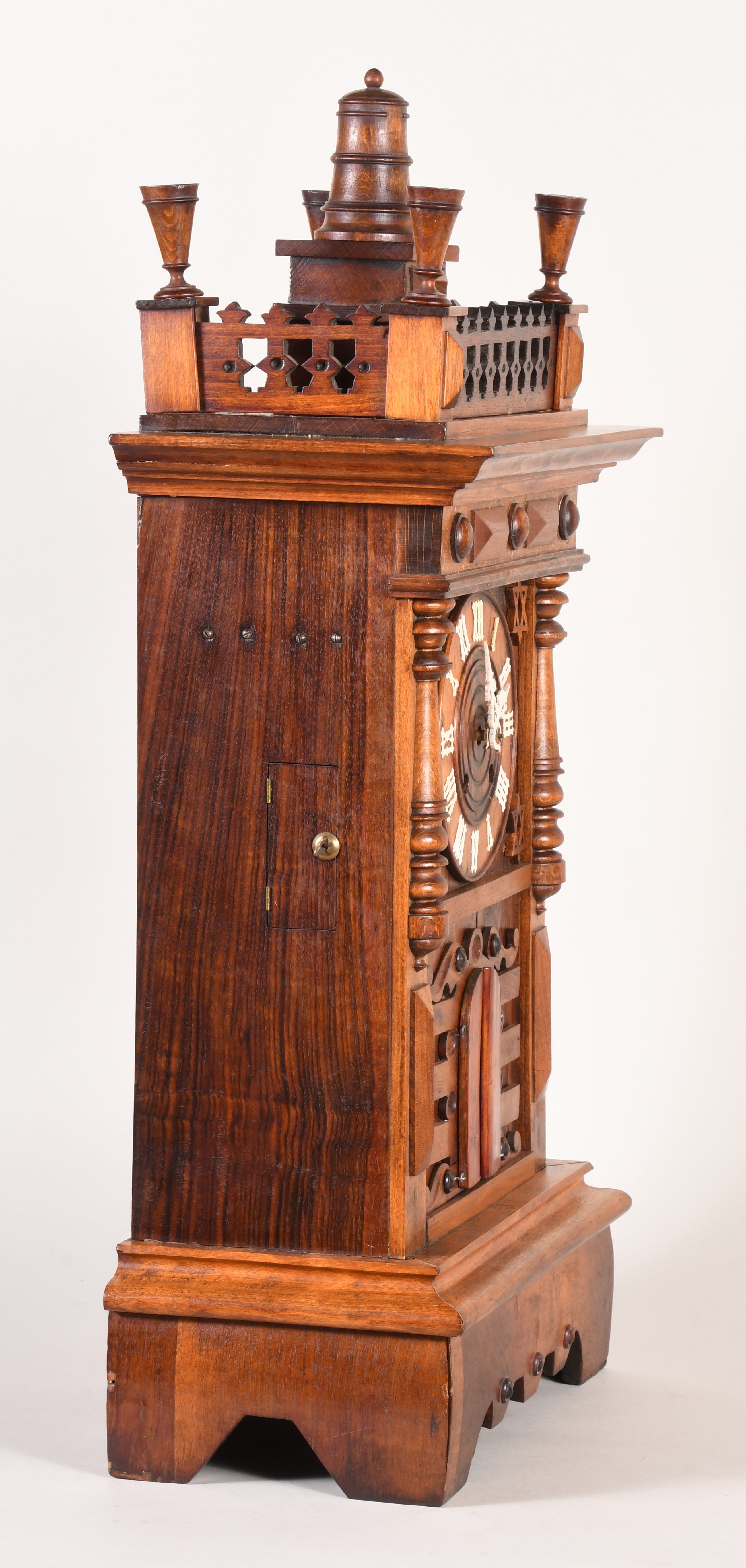 Black forest spring driven trumpeter shelf clock