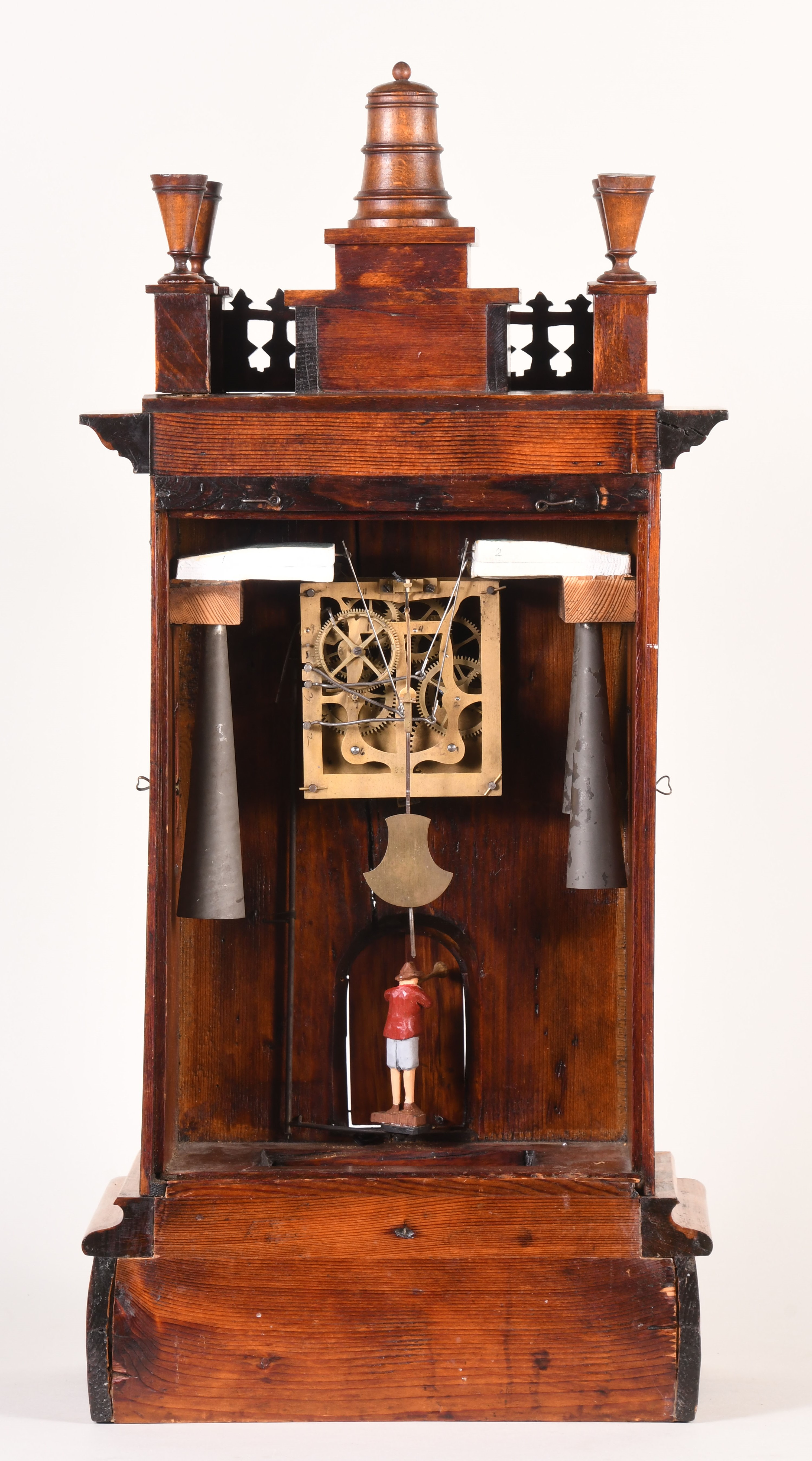 Black forest spring driven trumpeter shelf clock