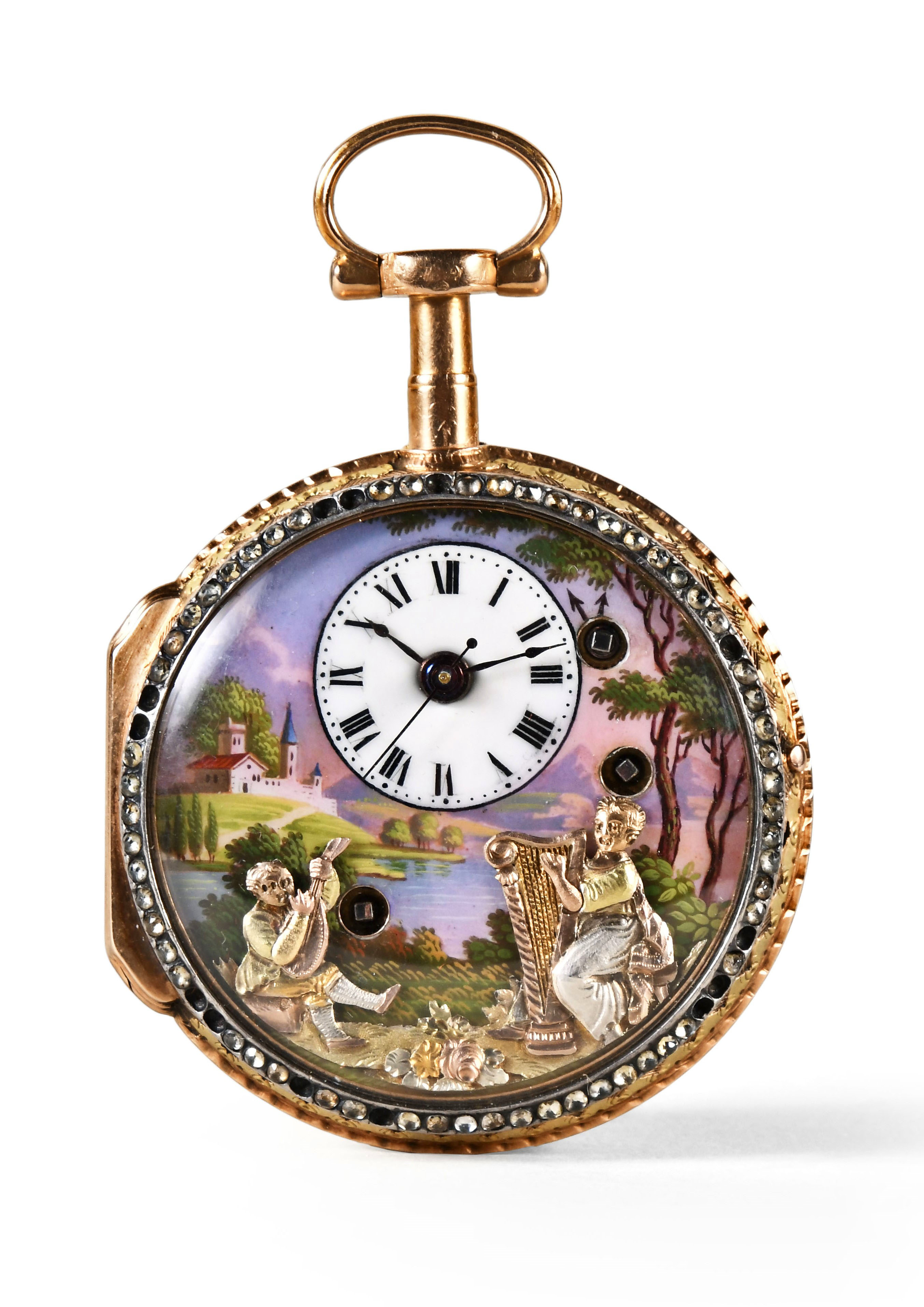A rare early 19th century Swiss pocket watch with musical automata by ...