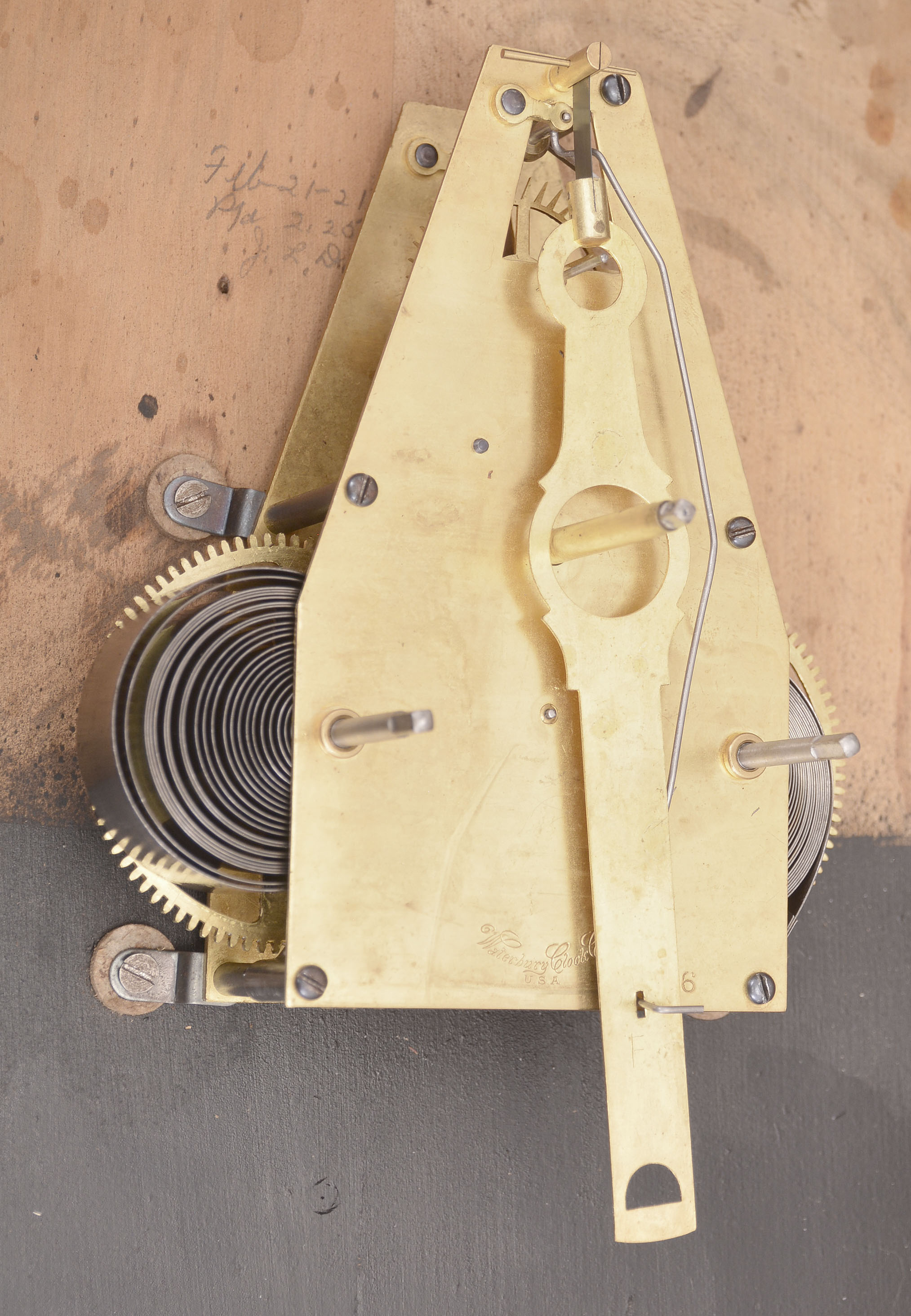 Waterbury Clock Co., Waterbury, Conn., "Stork" wall timepiec