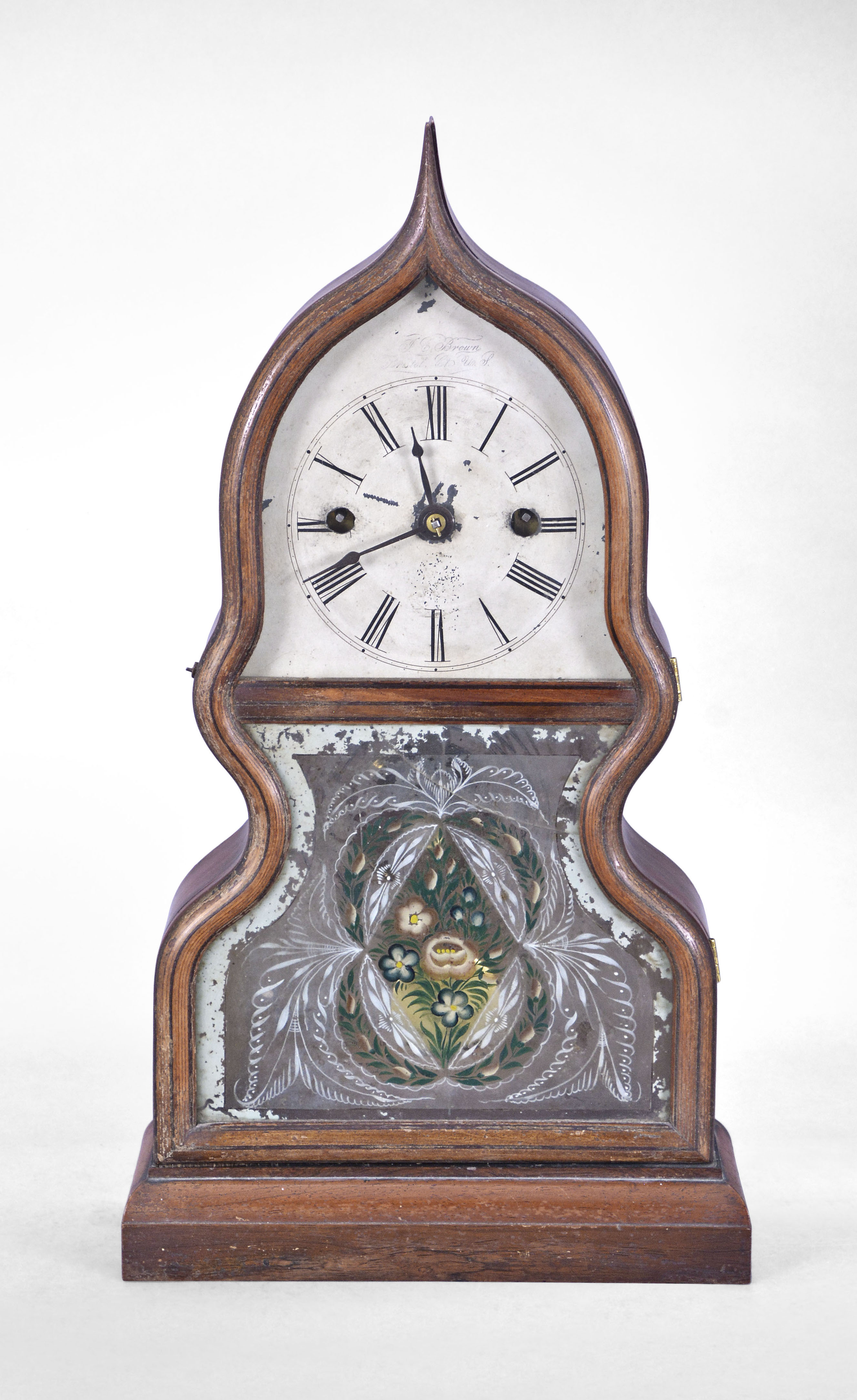 J.C. Brown, Forestville Mfg. Co., Bristol, Conn., 8 day, shelf acorn clock