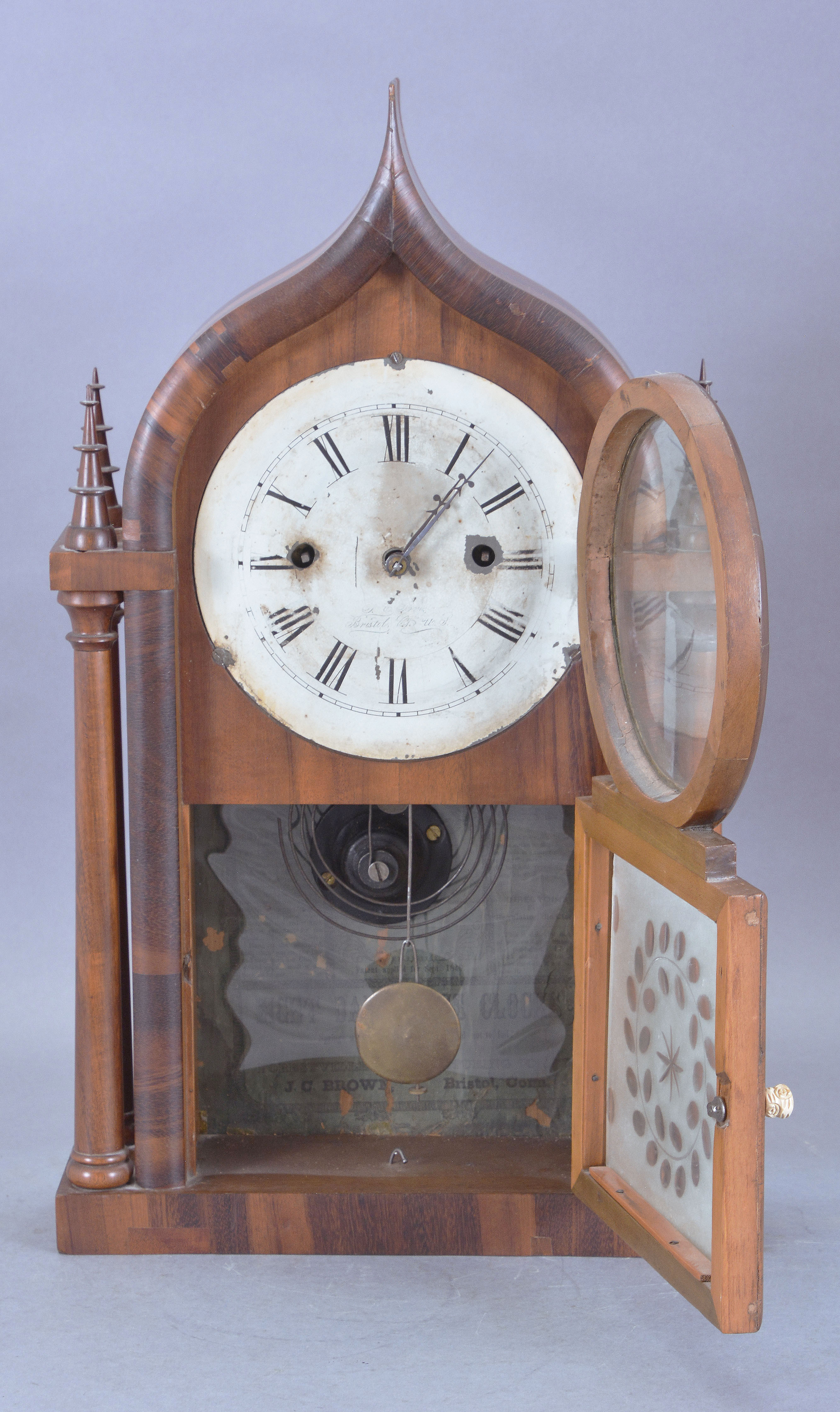 J.C. Brown, Forestville Mfg. Co., Bristol, Conn., 8 day 4-column ogee ...