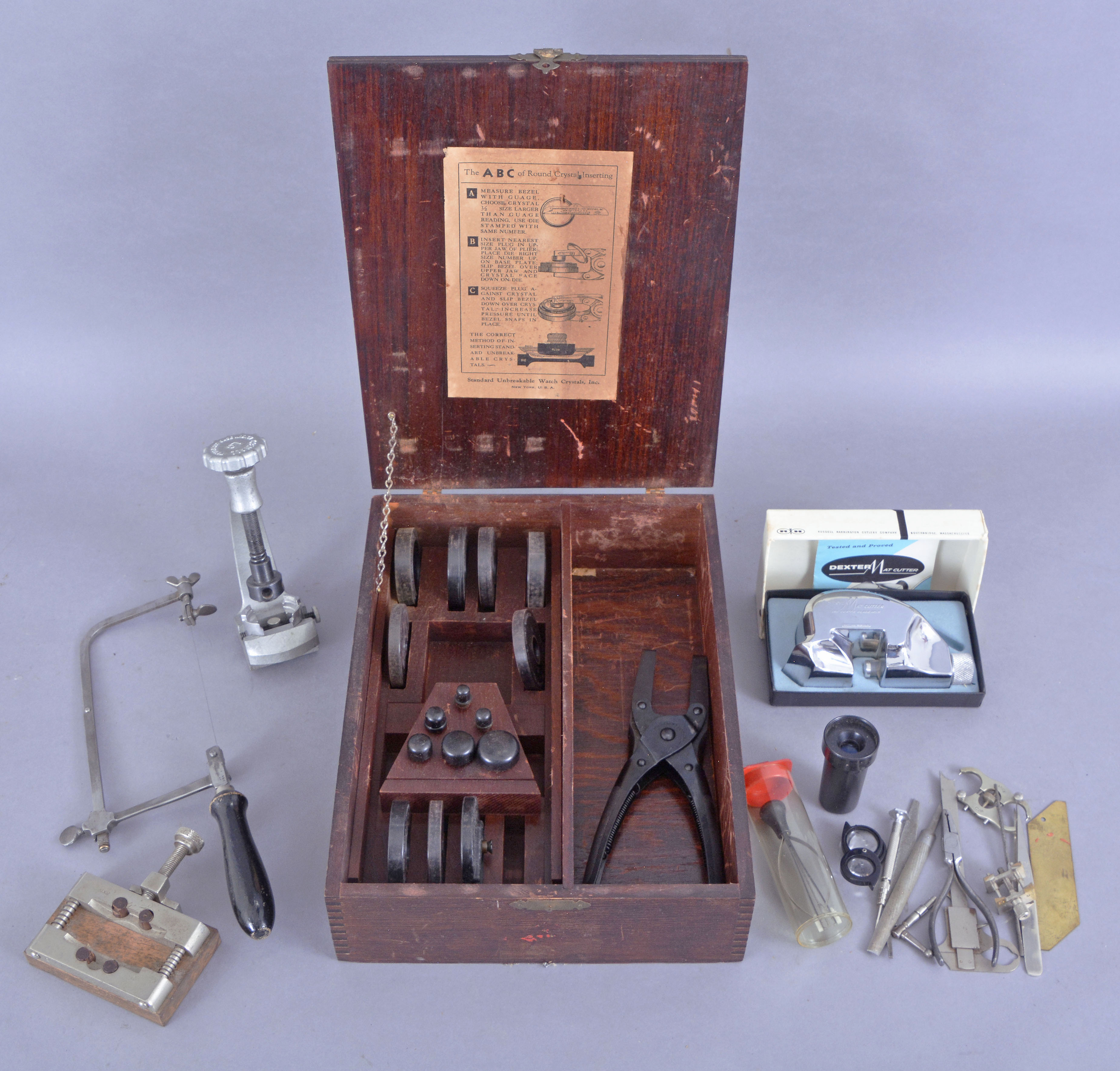 Large lot of watchmakers tools and material