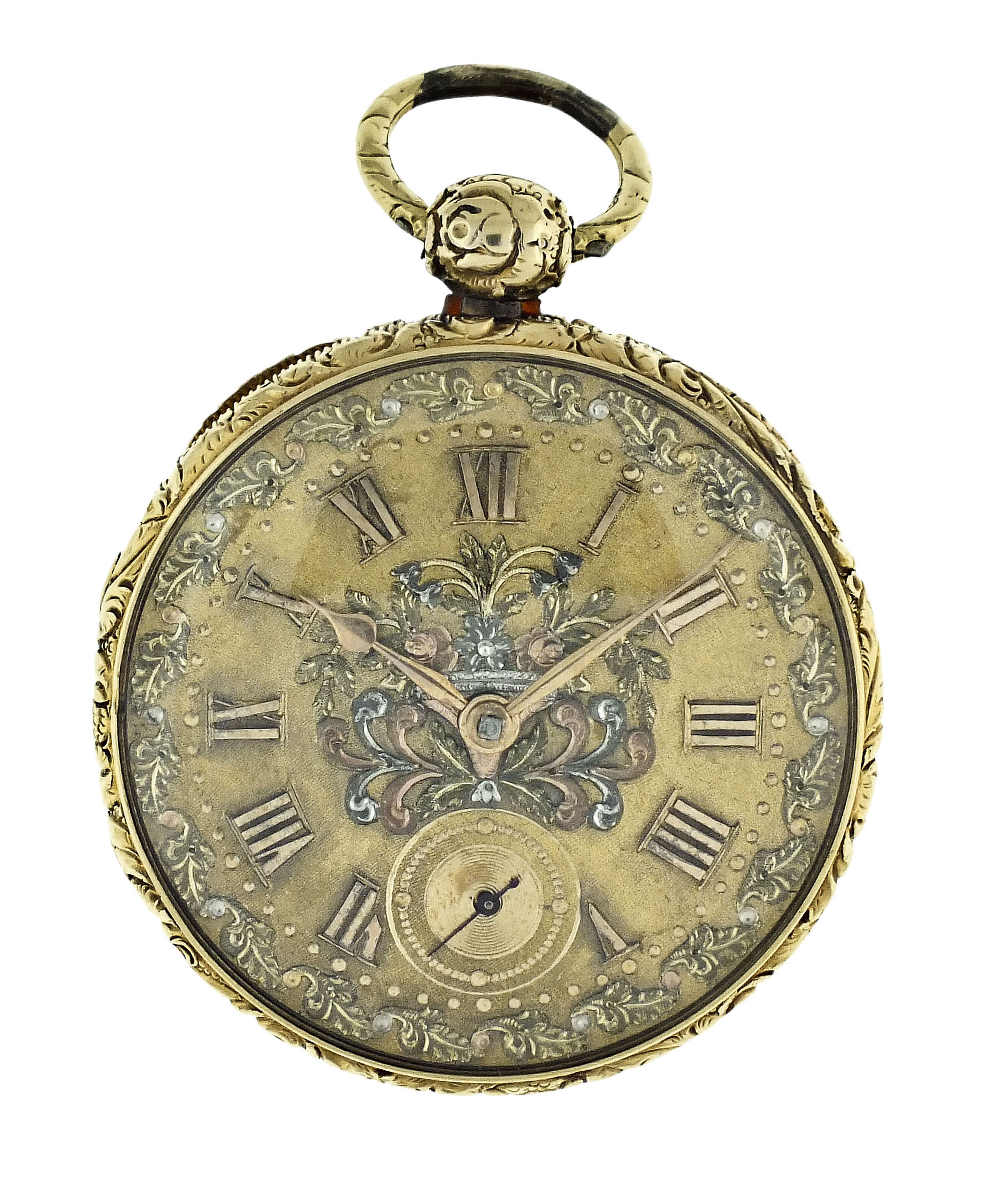 Early 19th century gold pocket watch with multicolor gold dial by ...