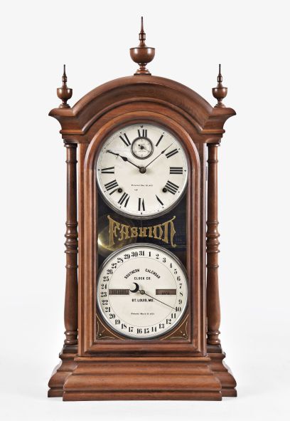 SOUTHERN CALENDAR CLOCK CO. FASHION NO. 4 DOUBLE DIAL CALENDAR CLOCK ...