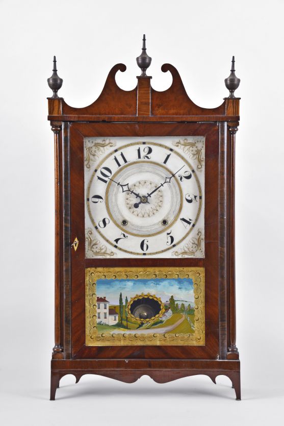 MARK LEAVENWORTH PILLAR & SCROLL SHELF CLOCK | Barnebys